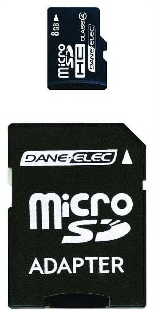 dane-elec 8 gb class 4 microsdhc flash memory card with sd adapter da ...