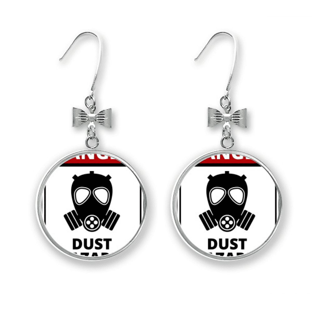 danger symbol dust hazard warning signs bow earrings drop stud pierced ...