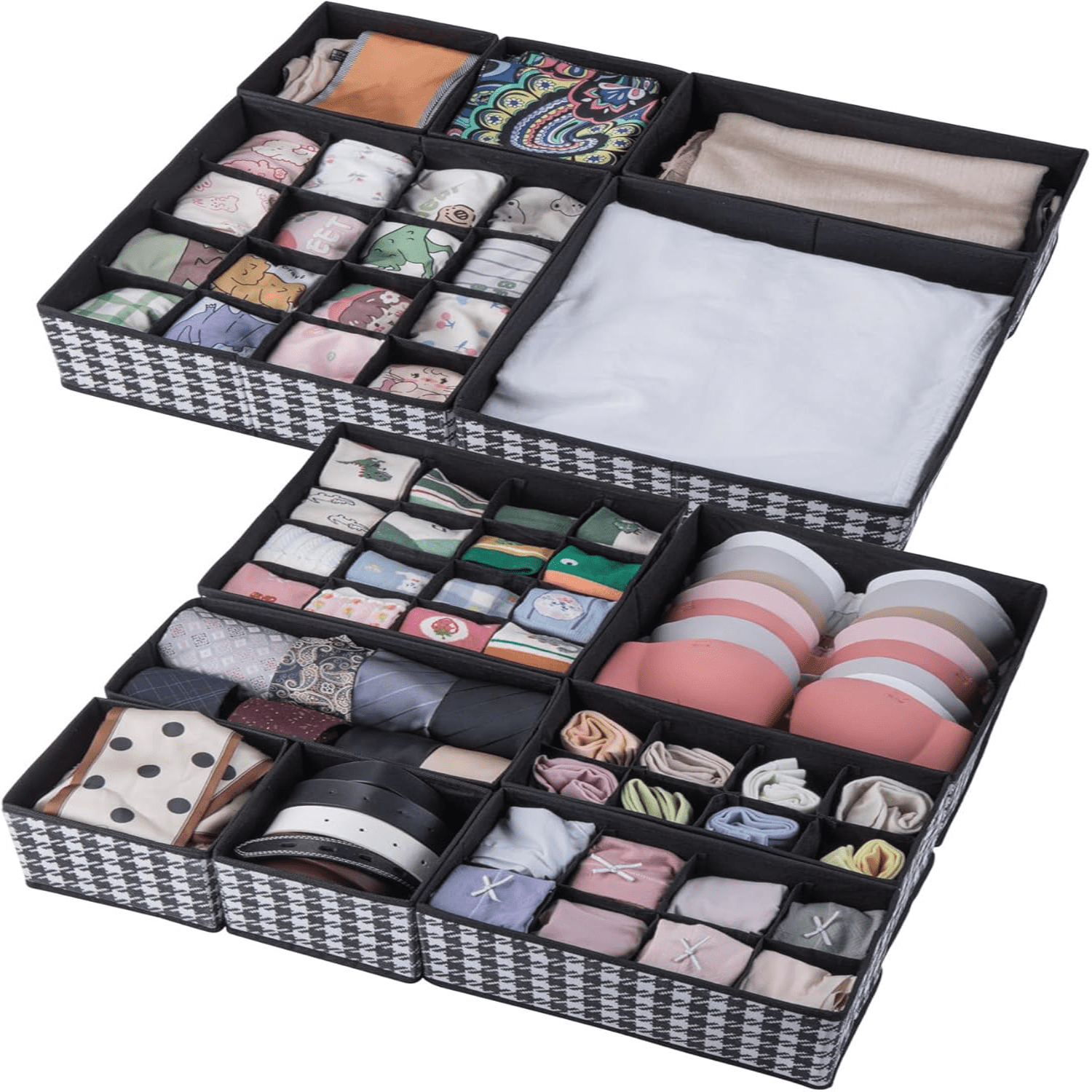 danneibiubiu 12 Pack Drawer Organizers for Clothing - Foldable ...