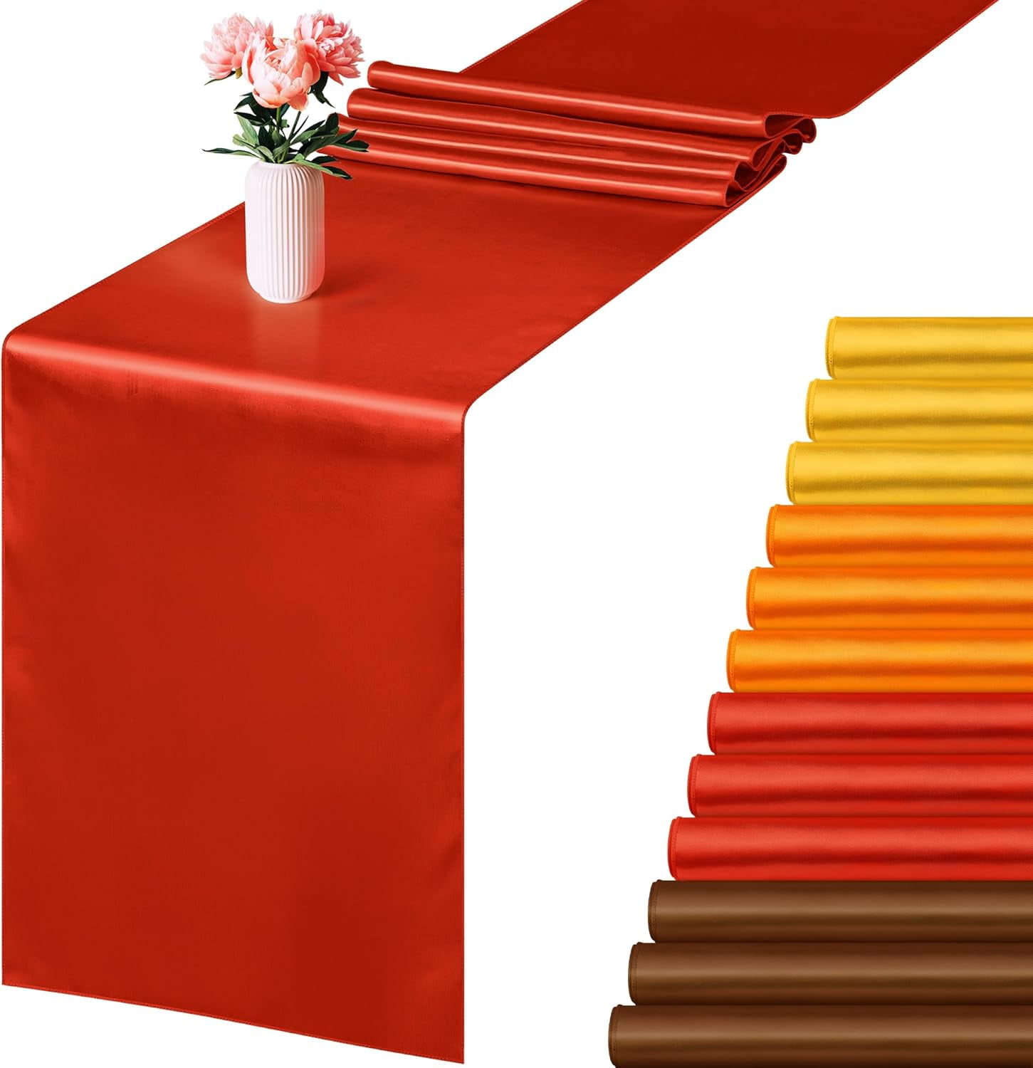 danneibiubiu 16 Pack Satin Table Runner 12 x 108 Inch Gold Long Wedding ...