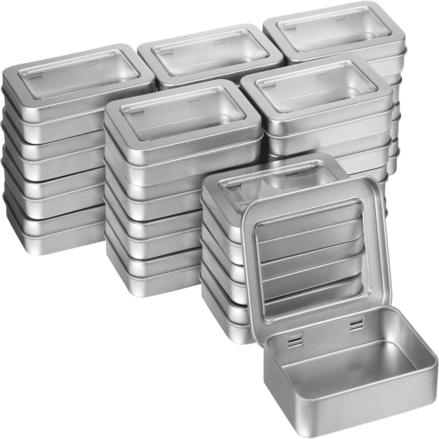danneibiubiu 24 Pcs Rectangular Hinged Tins Metal Rectangular Empty ...