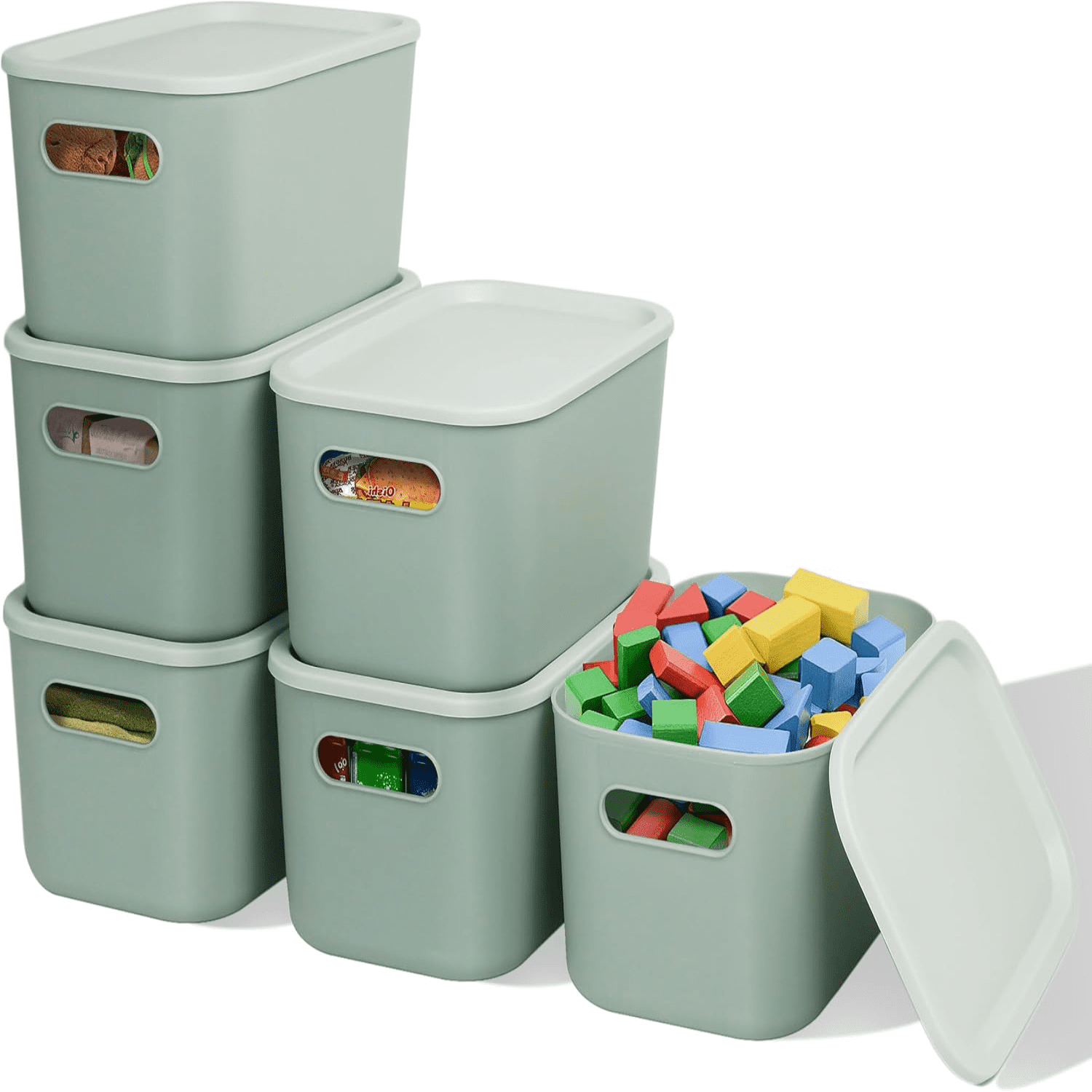 danneibiubiu 4 Pack Plastic Storage Bins with Lids Stackable Storage ...