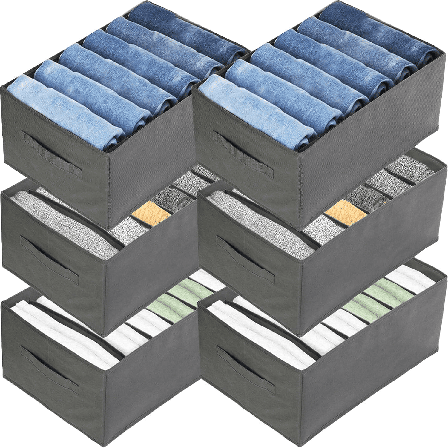 danneibiubiu 6 Pack Wardrobe Clothes Organizer 6 Grids Large Clothes ...