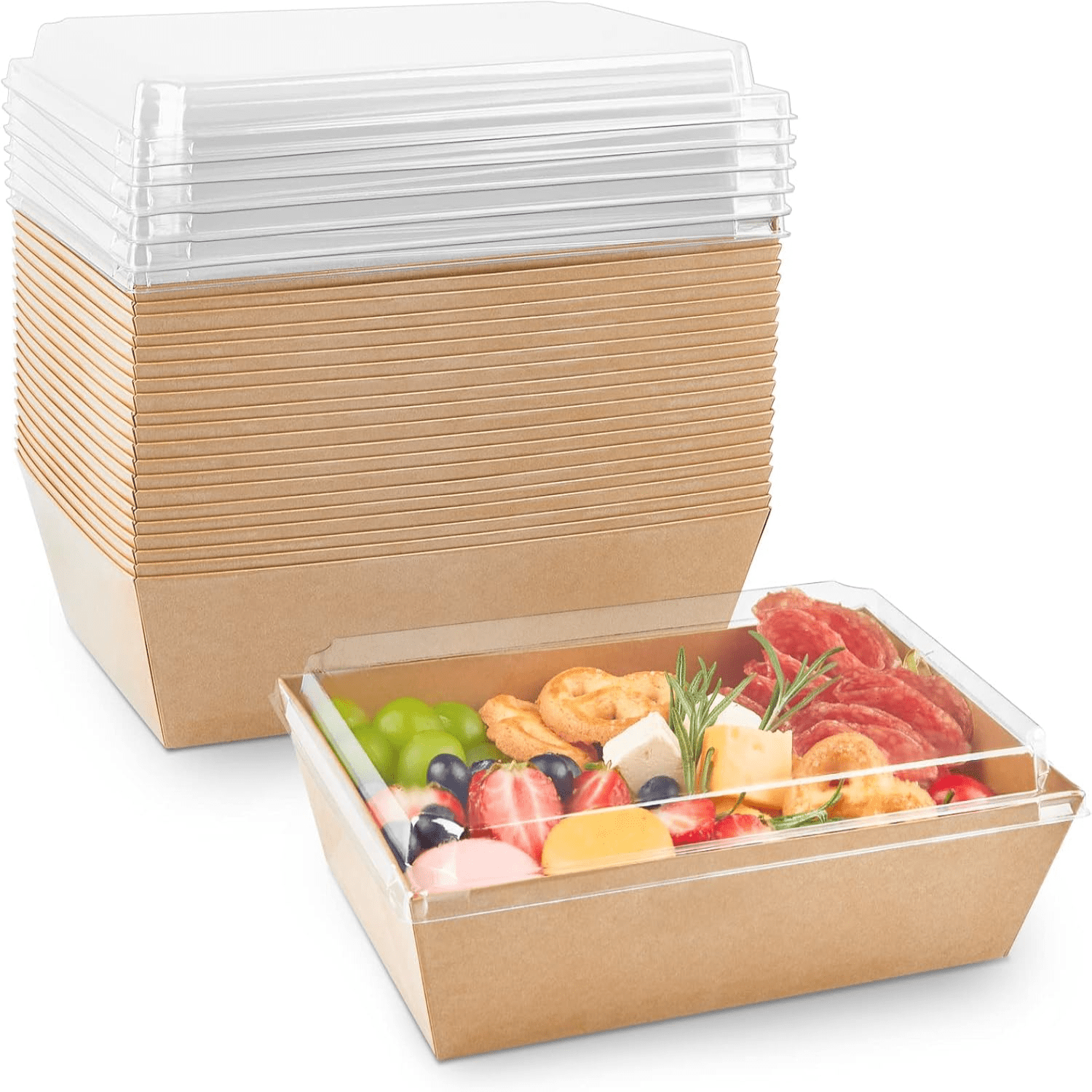 danneibiubiu 8 x 6 Inch Paper Charcuterie Boxes with Clear Lids 40 Pack ...