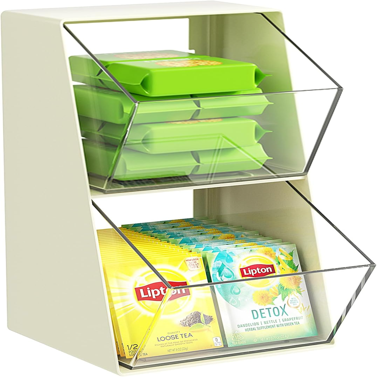 danneibiubiu Acrylic Tea Bag Organizer Storage with 2 Transparent ...