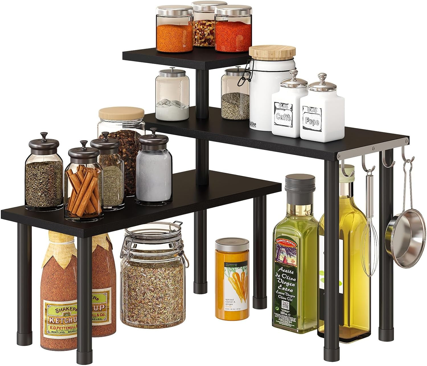 danneibiubiu Corner Shelf Organizer 3 Tier Bamboo Kitchen Countertop ...