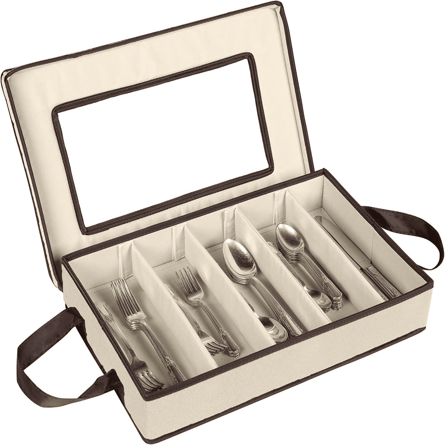 danneibiubiu Flatware Storage Case - Durable 5 Compartment Silverware ...