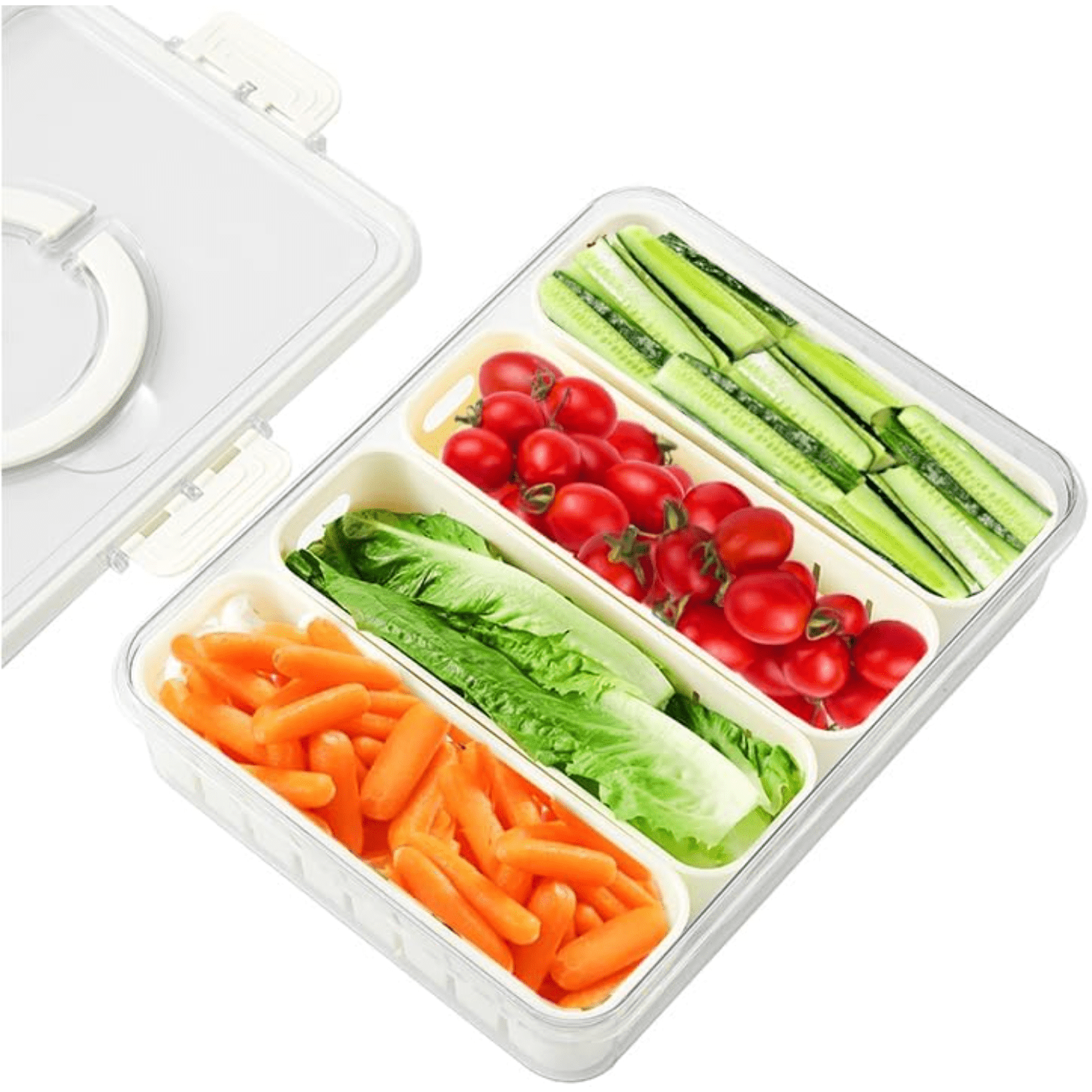 danneibiubiu Food Tray with Lid & Handle Divided Snack Serving Tray ...
