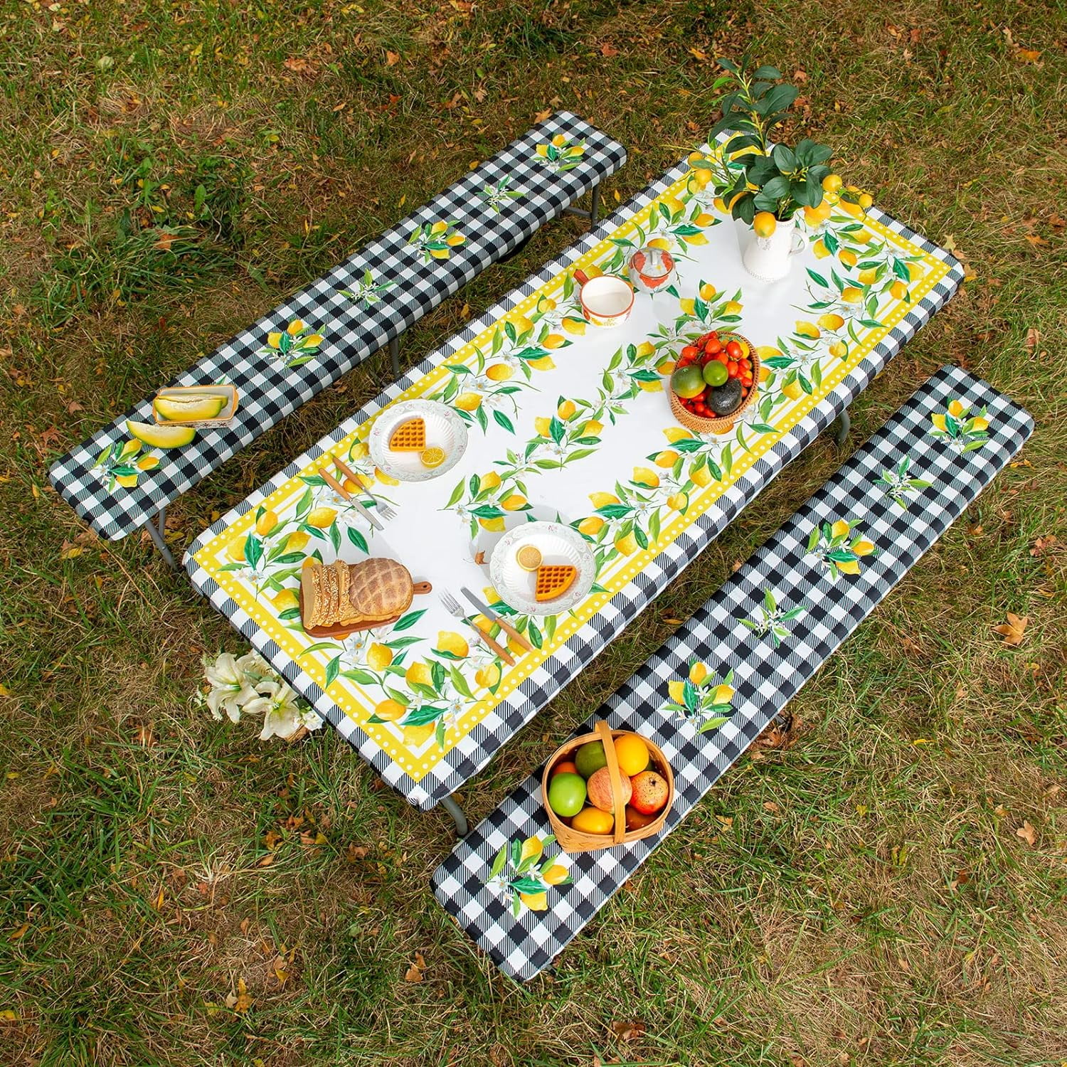 danneibiubiu JKLCH Picnic Table Cover Bench Covers Elastic Edges Fitted ...