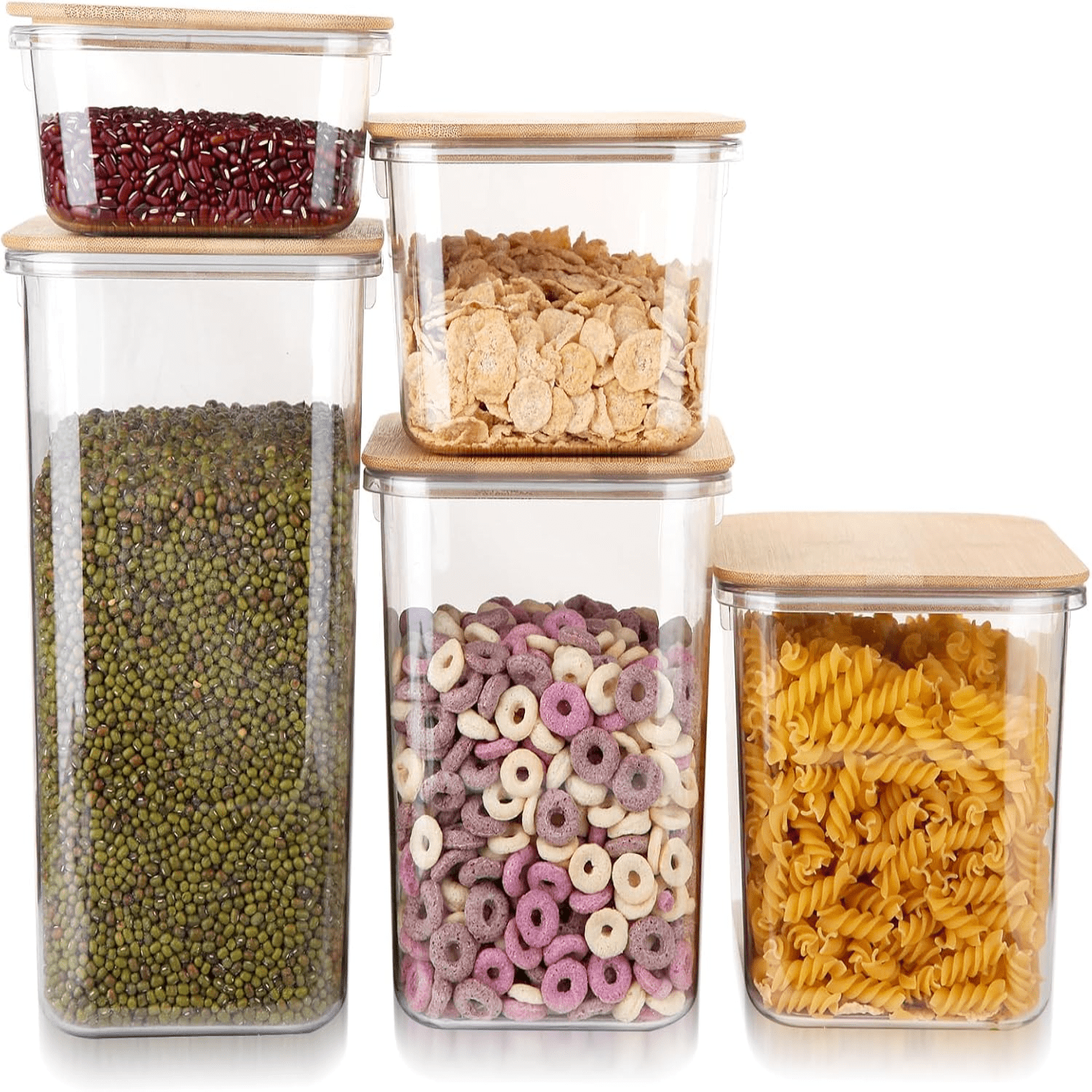 danneibiubiu Large Capacity Plastic Food Storage Containers with Bamboo ...