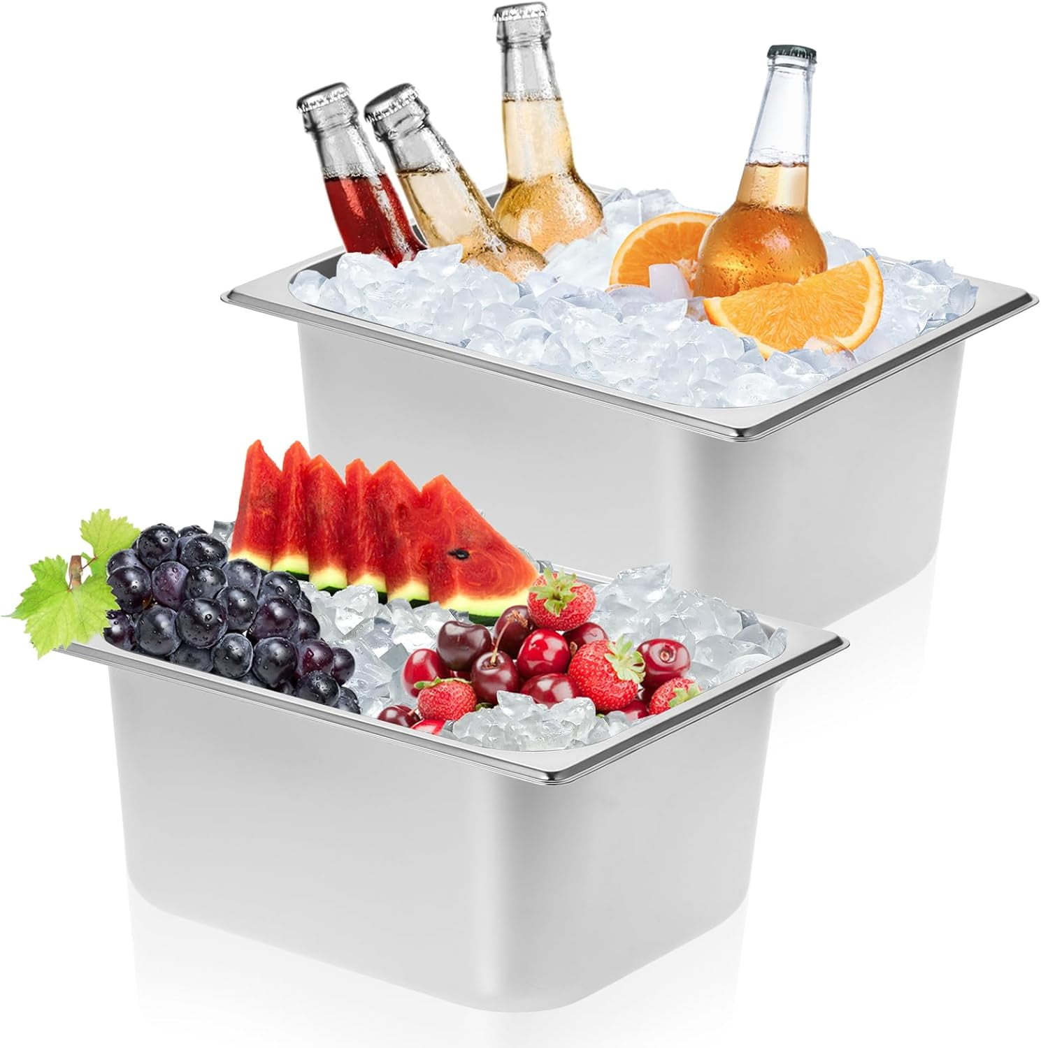 danneibiubiu Pack of 2 Strainless Steel Beverage Tub Large Beer Ice ...