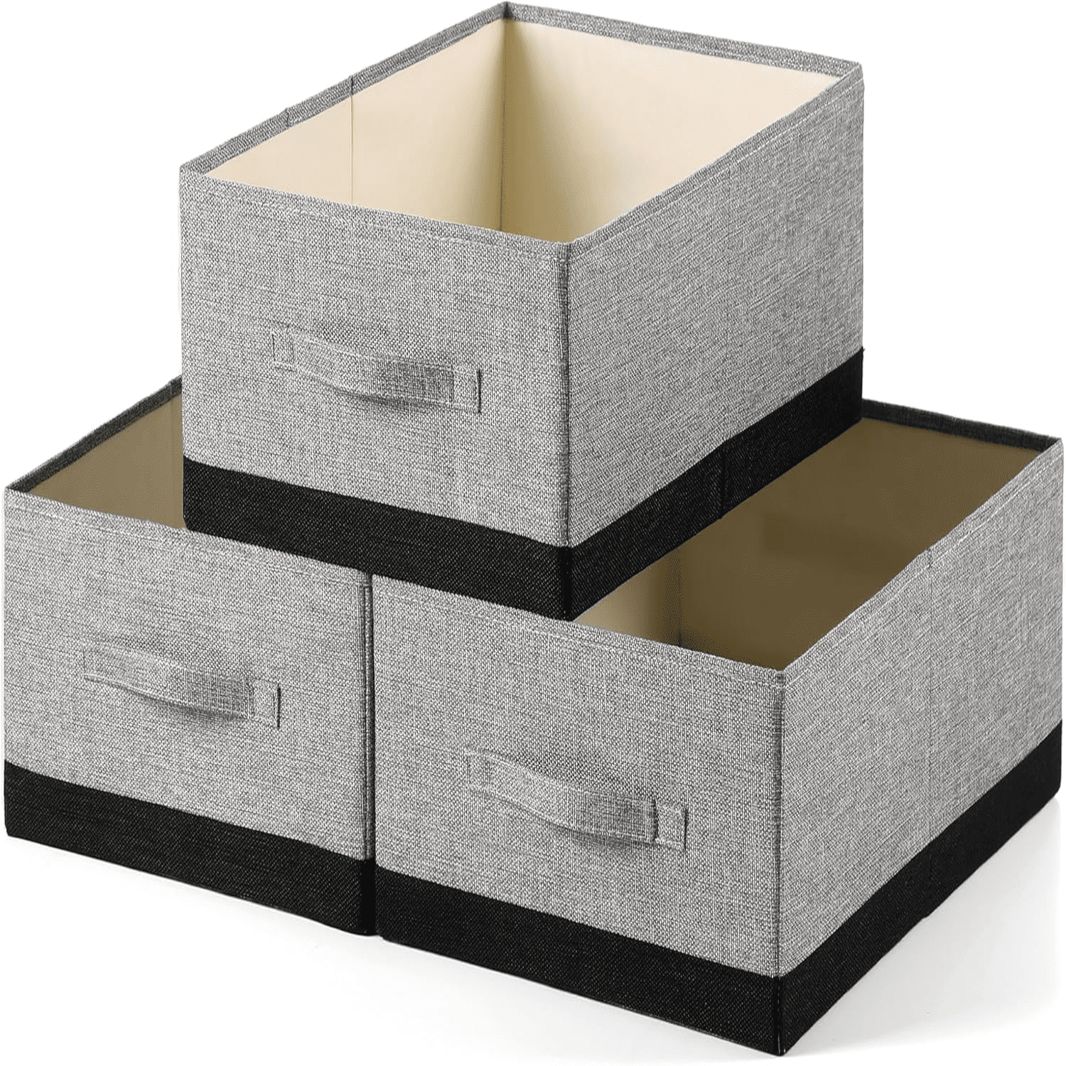 danneibiubiu QDXCTYBU Folding Storage Bins 3 Pack Large Storage Baskets ...