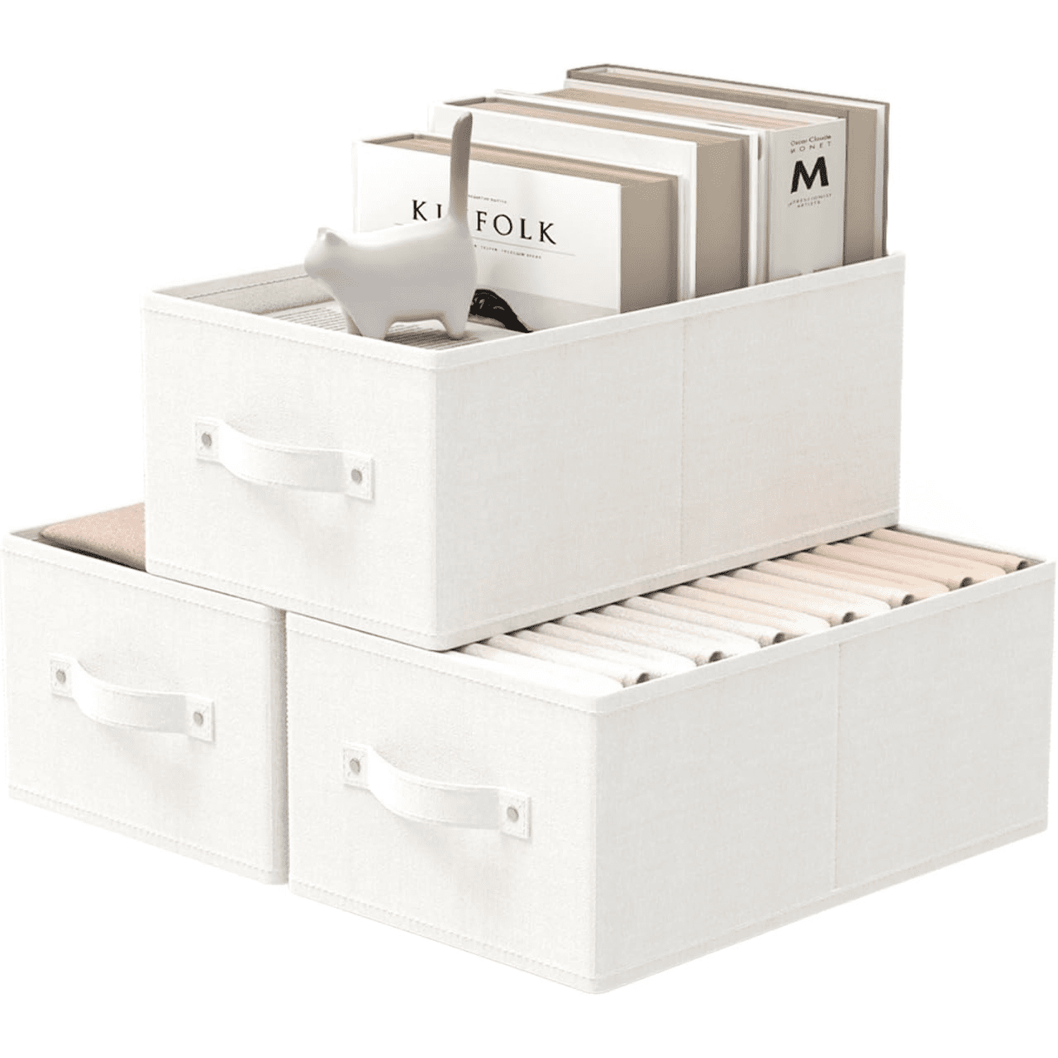 danneibiubiu Storage Bins 3 Pack Foldable Cloth Basket Cube Organizer ...