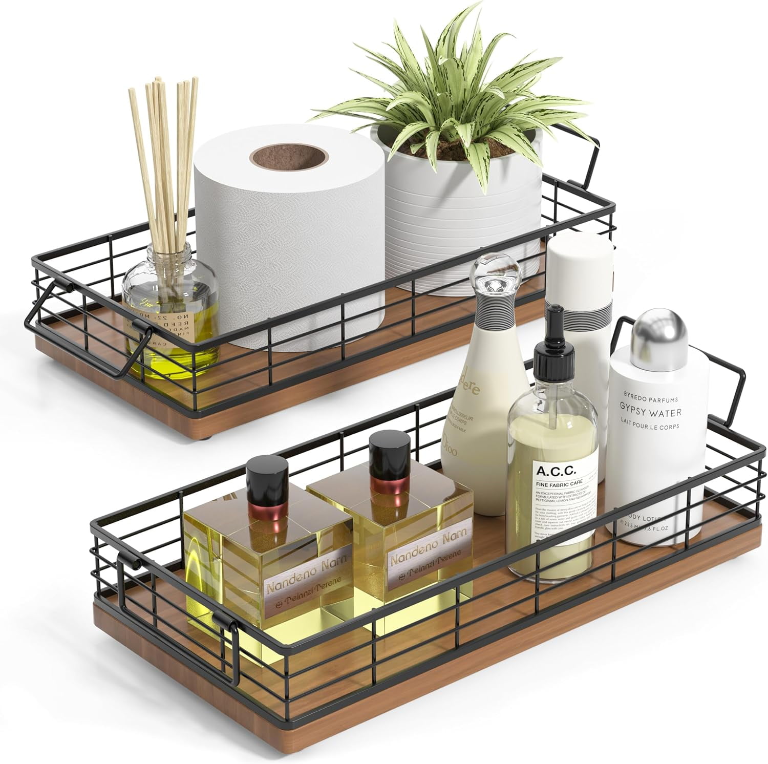 dxynlzq Toilet Paper Basket 13 Inch Oak and Iron Bathroom Tank Tray Top ...