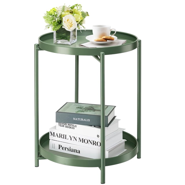 danpinera 2 Tier Indoor/Outdoor Metal Table with Removable Tray, Anti ...