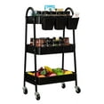 danpinera 3 Tier Metal Rolling Cart with Wheels Craft Cleaning Utility Cart for Storage-Black ...