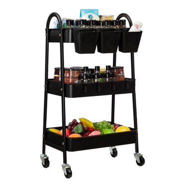 Ameriwood Home Marshall 3 Shelf Metal Rolling Utility Cart, Teal ...