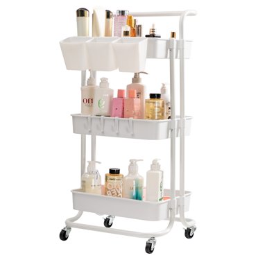 Ollieroo 3-Tier Metal Rolling Utility Cart Multi-function Organizer ...