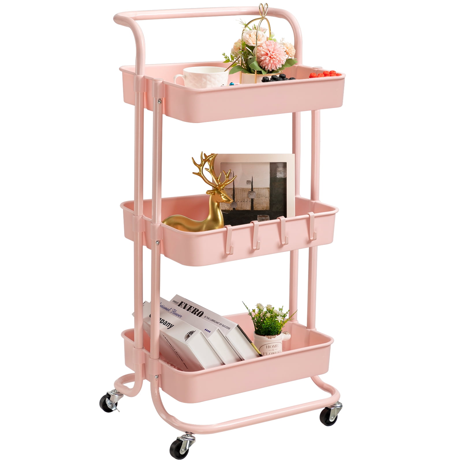 danpinera 3-Tier Rolling Storage Organizer Cart with Handle and ...