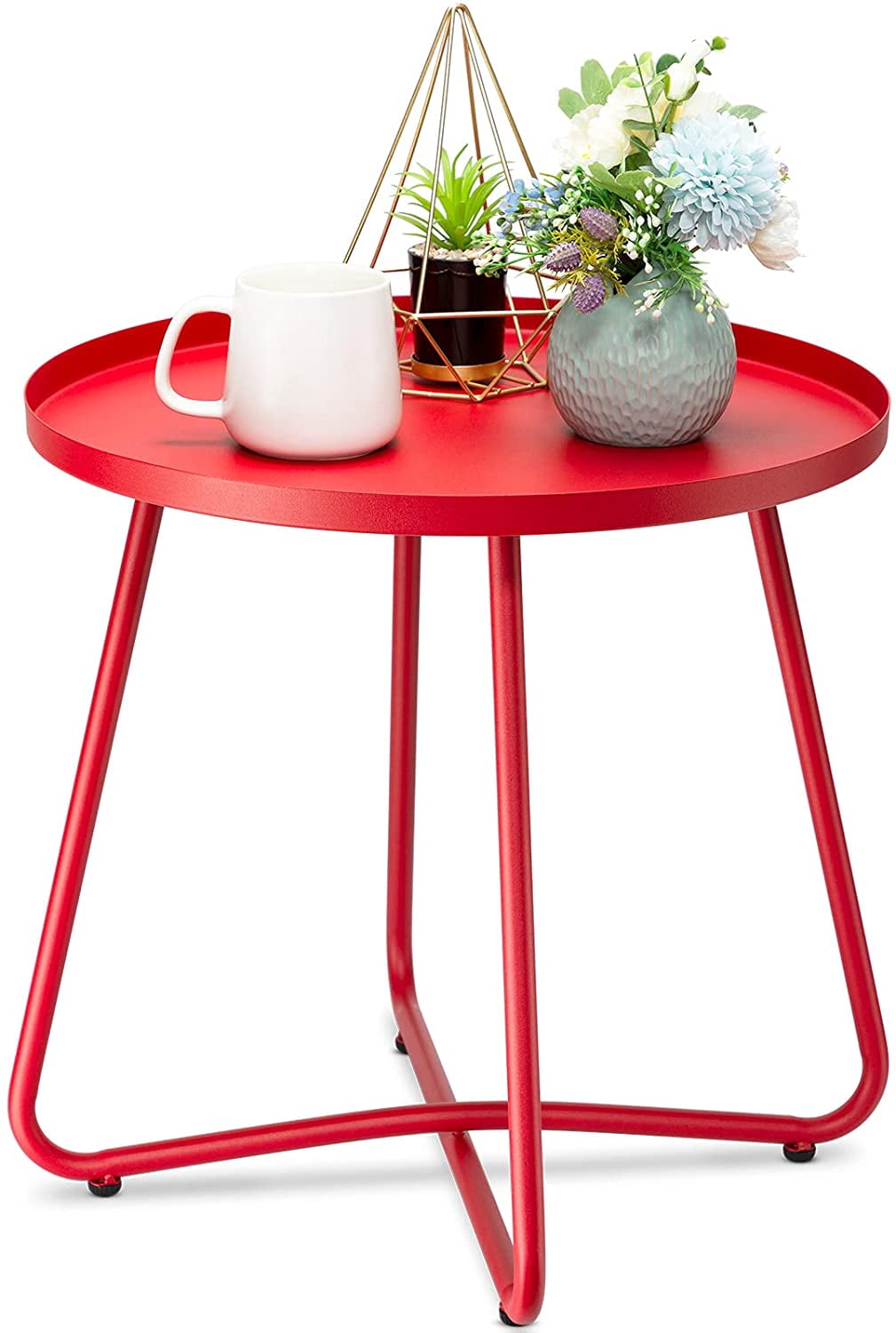 danpinera Outdoor Side Tables, Weather Resistant Steel Patio Side Table ...