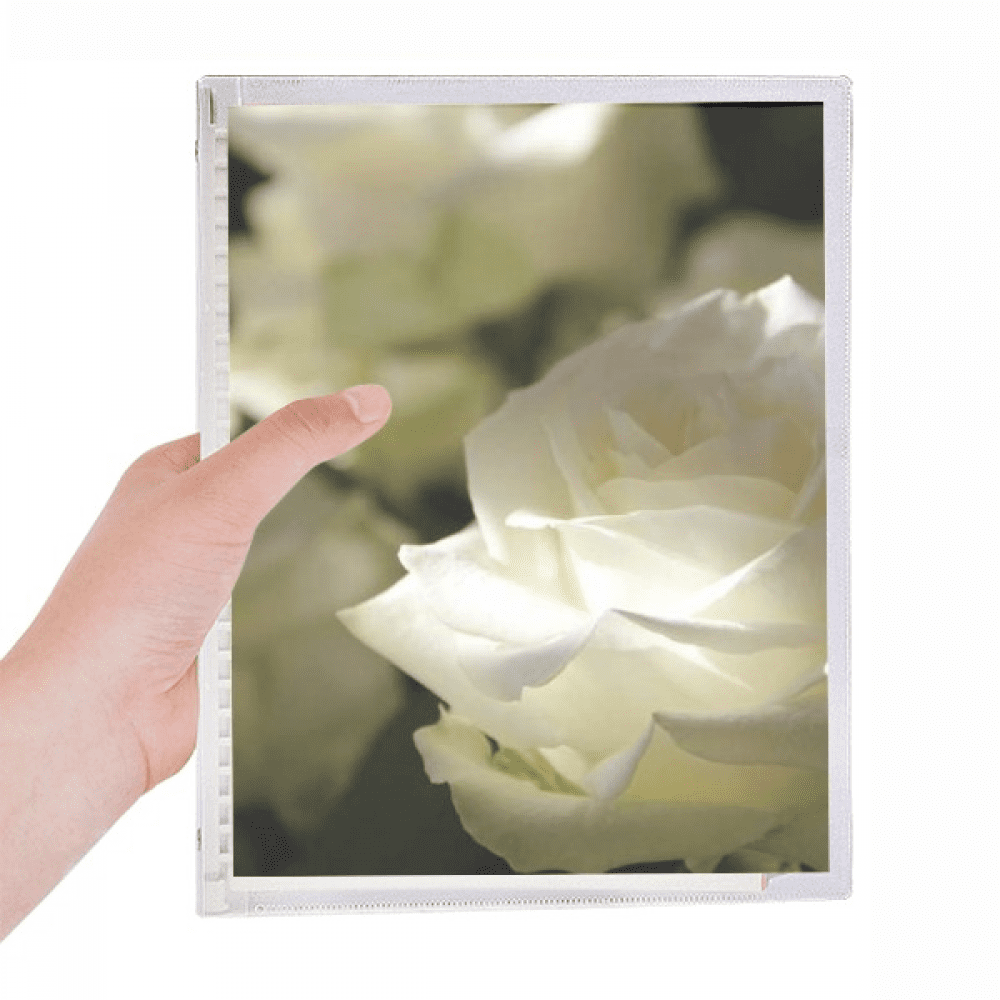 dark big-sized white roses notebook loose diary refillable journal ...