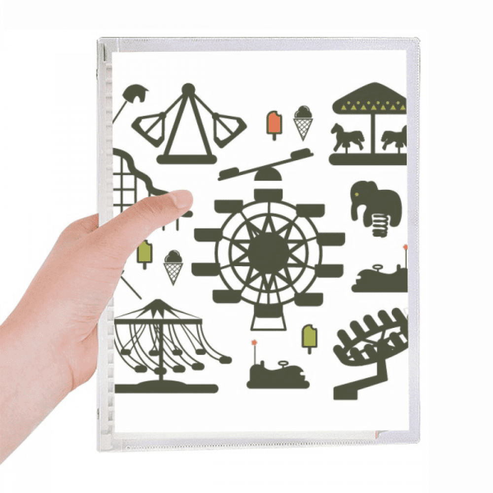 dark green amusement park outline notebook loose diary refillable ...