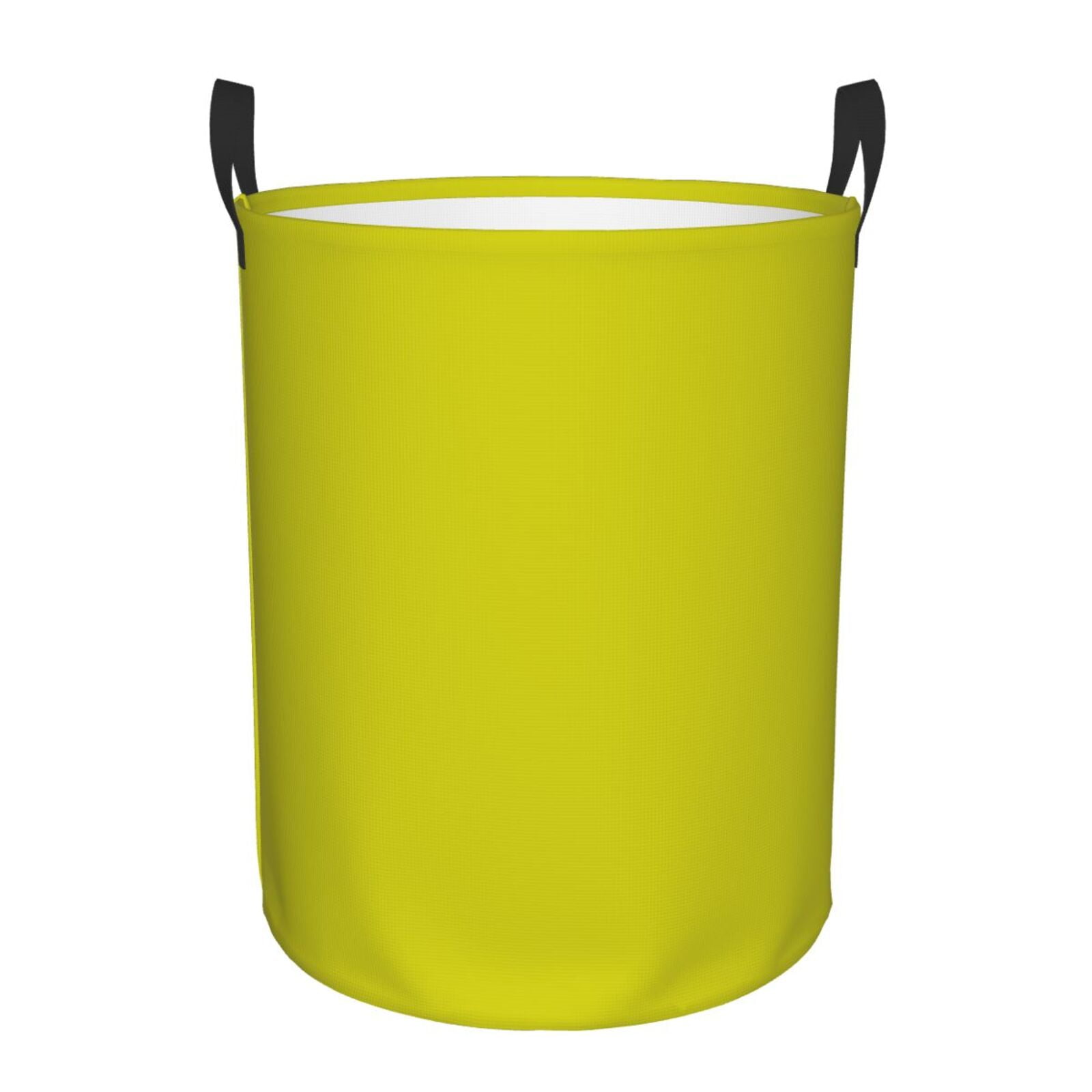 dark-yellow Round Laundry Basket, Laundry Hamper with Handle ...