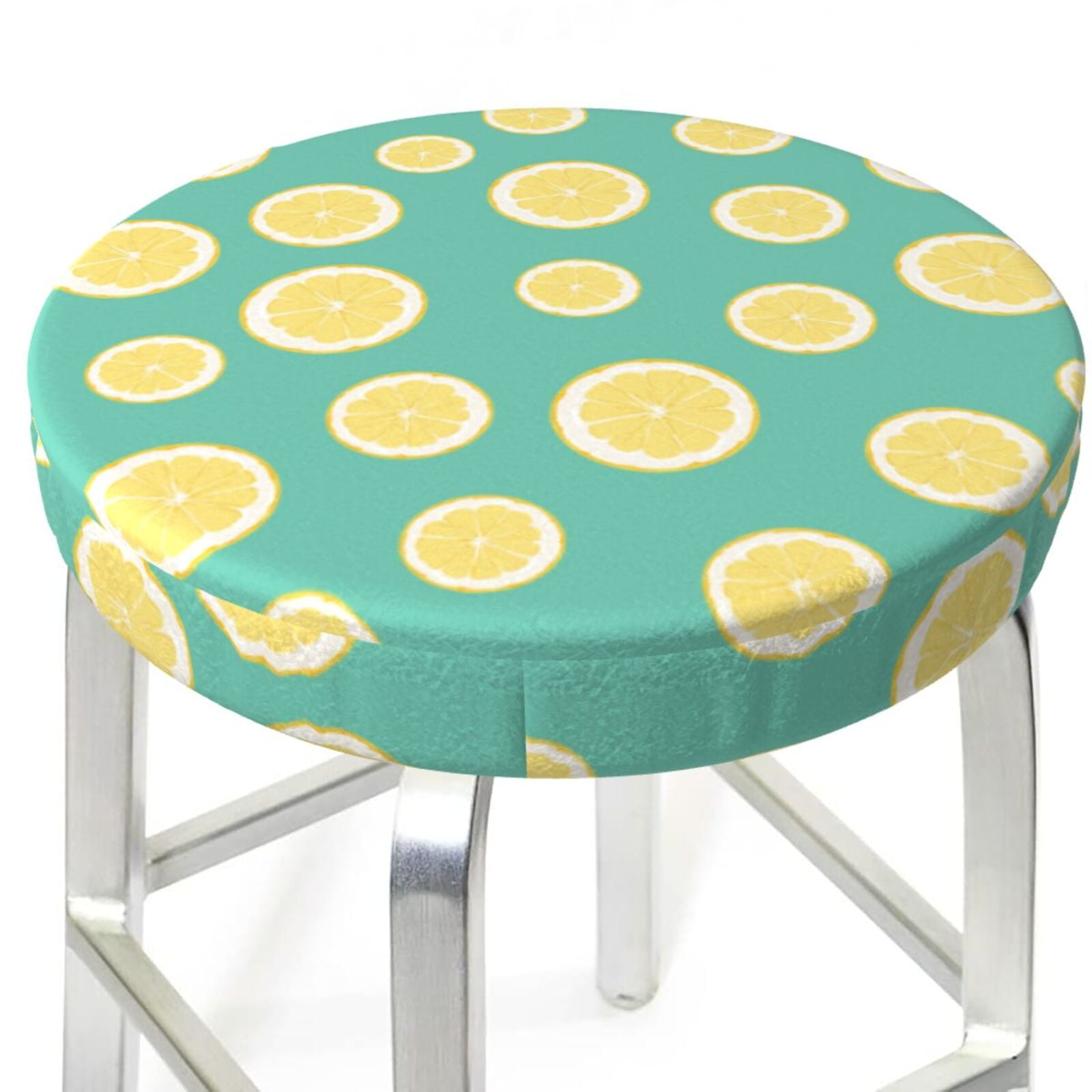 darkgreen Lemon Bar Stool Covers Round - Washable Round Seat Covers ...