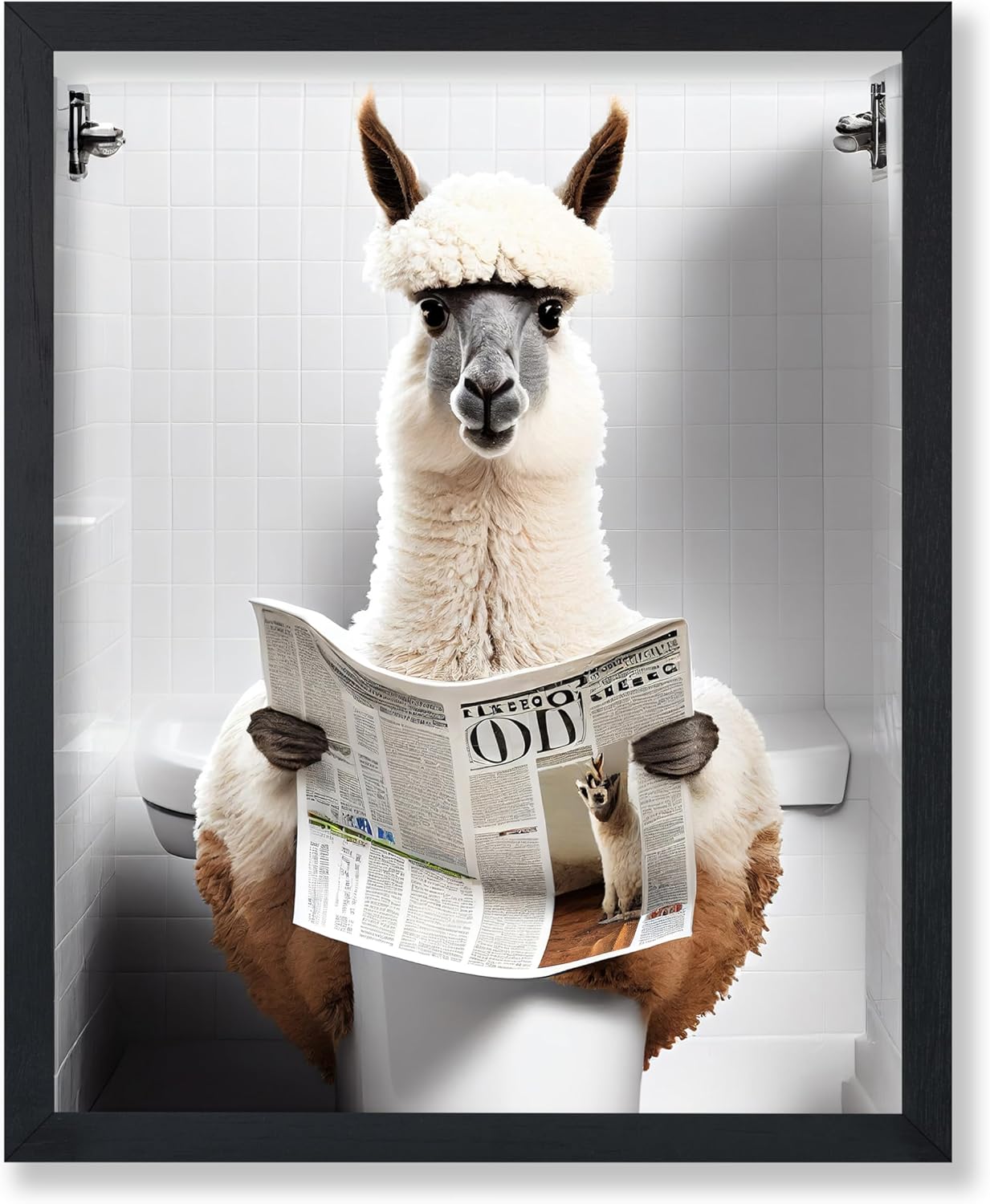 dashuaibi-Alpaca Sitting on Toilet Poster - Alpaca Reading a Newspaper ...
