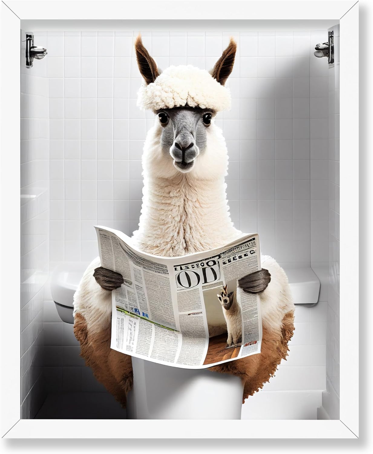 dashuaibi-Alpaca Sitting on Toilet Poster - Alpaca Reading a Newspaper ...