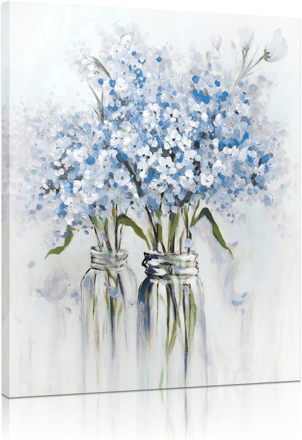 dashuaibi-Blue Flowers Canvas Wall Art: Abstract Bouquet in Vase ...