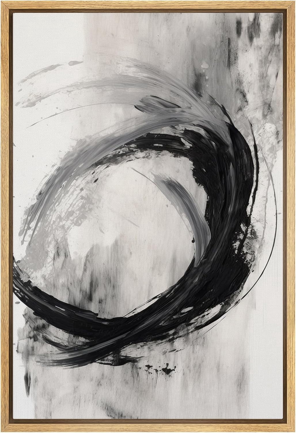 dashuaibi-Canvas Print Wall Art Dynamic Black Brushstroke Circle on ...