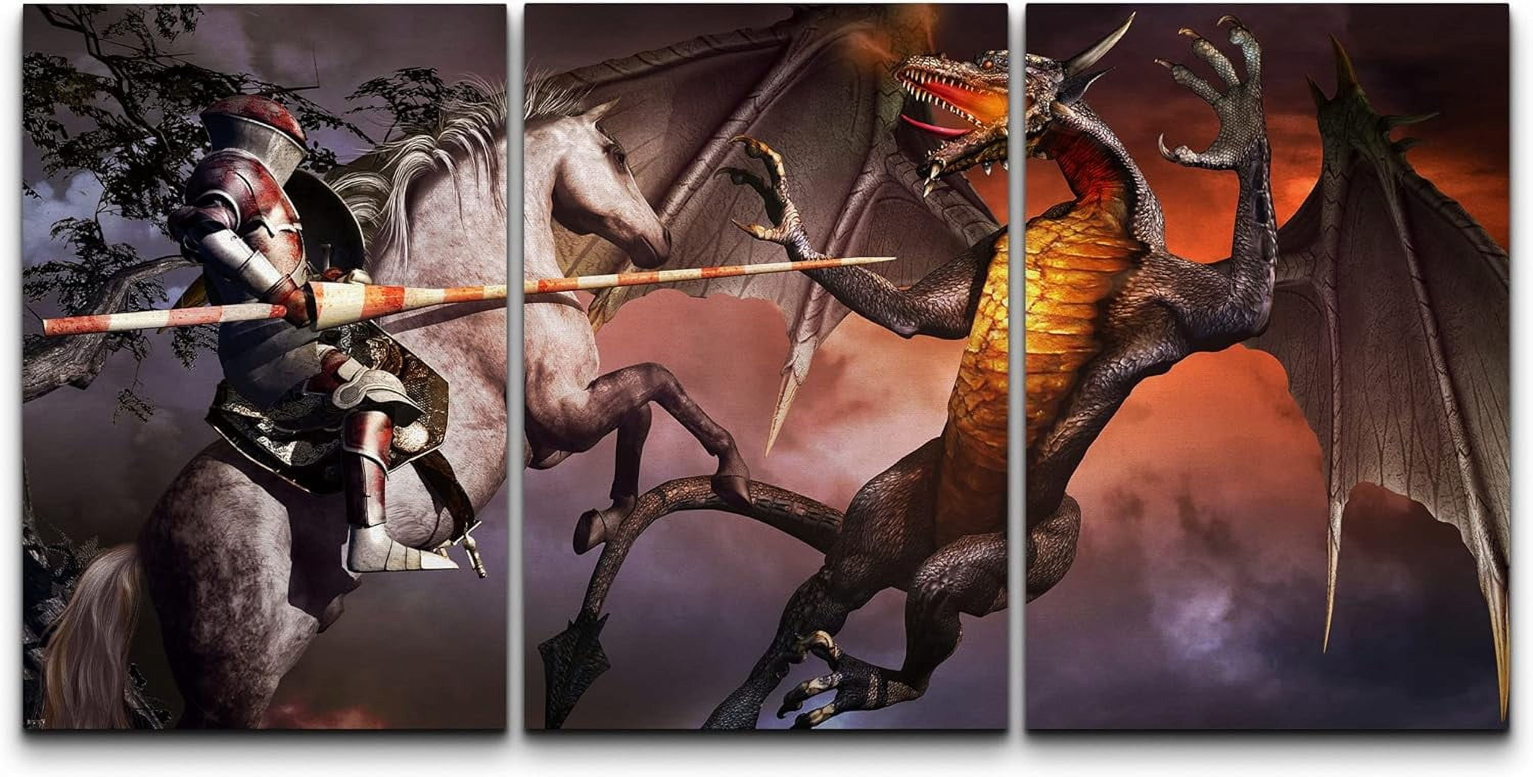 dashuaibi-Canvas Print Wall Art Set Armored Knight Jousting Magic ...