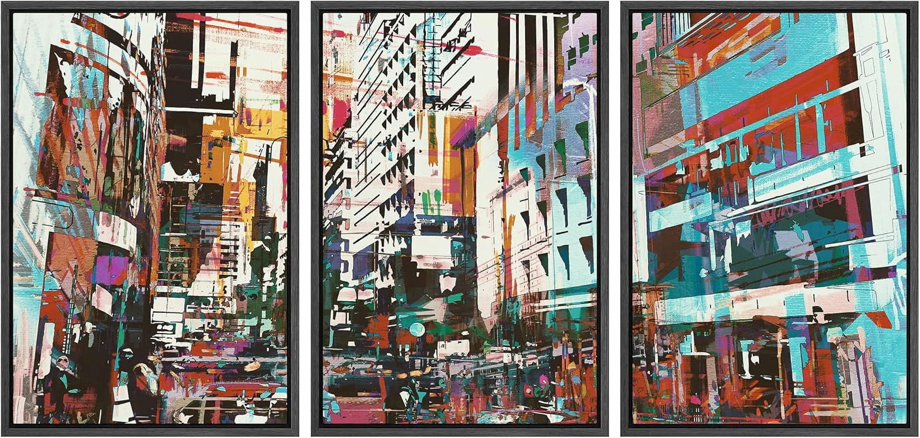 dashuaibi- Canvas Print Wall Art Set Grunge Paint Stroke Rainbow ...