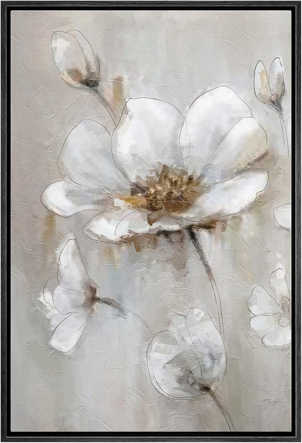 dashuaibi- Canvas Print Wall Art Watercolor Pastel Grunge White Daisy ...