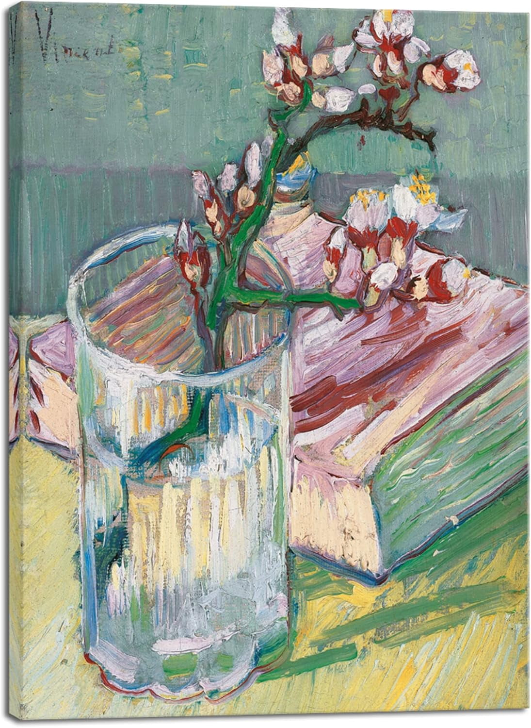 dashuaibi-Canvas Prints of Blossoming Almond Branch in a Glass with a ...