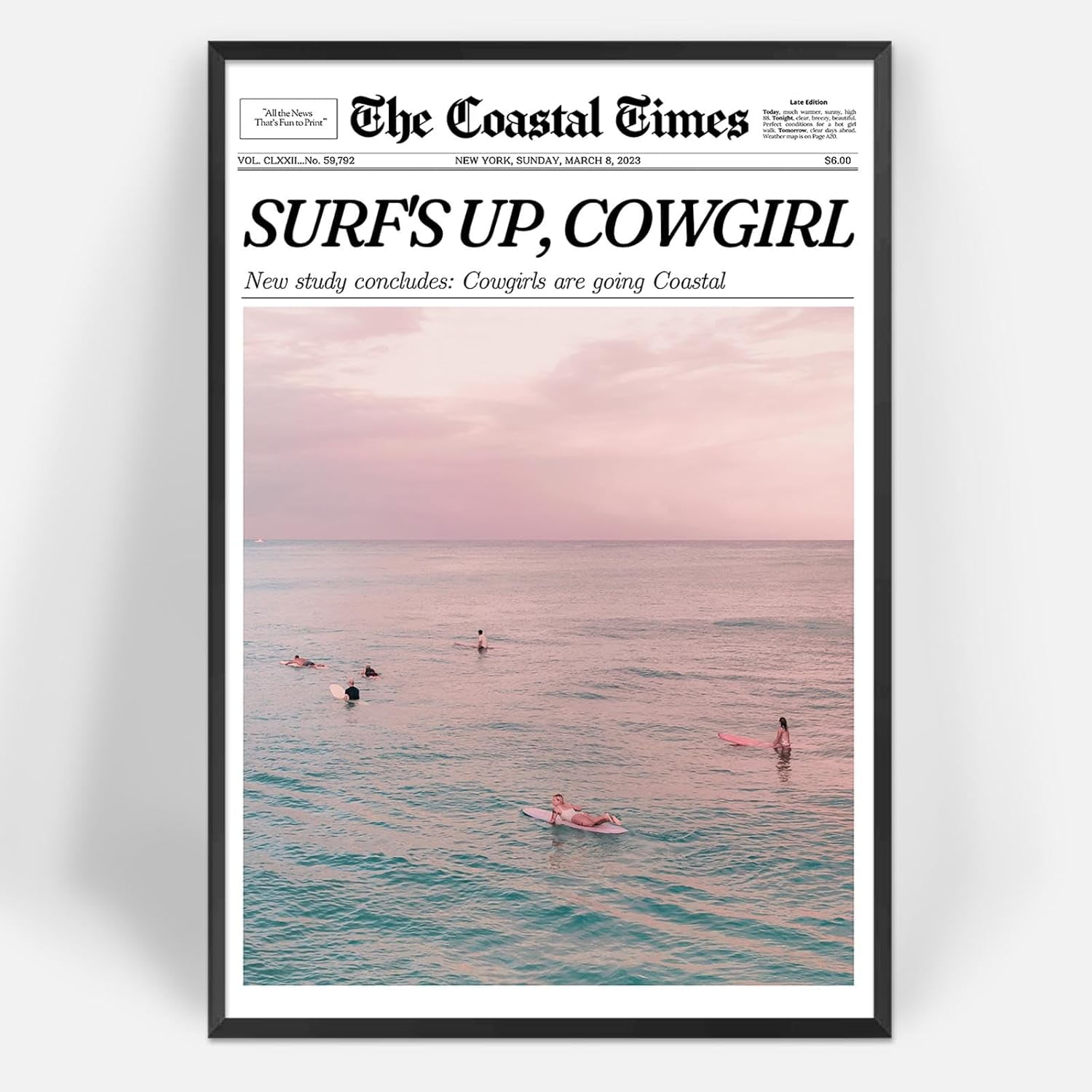 dashuaibi-Coastal Cowgirl Room Aesthetic Poster Trendy Funny Beach Canvas Wall Art Girl Surfer ...