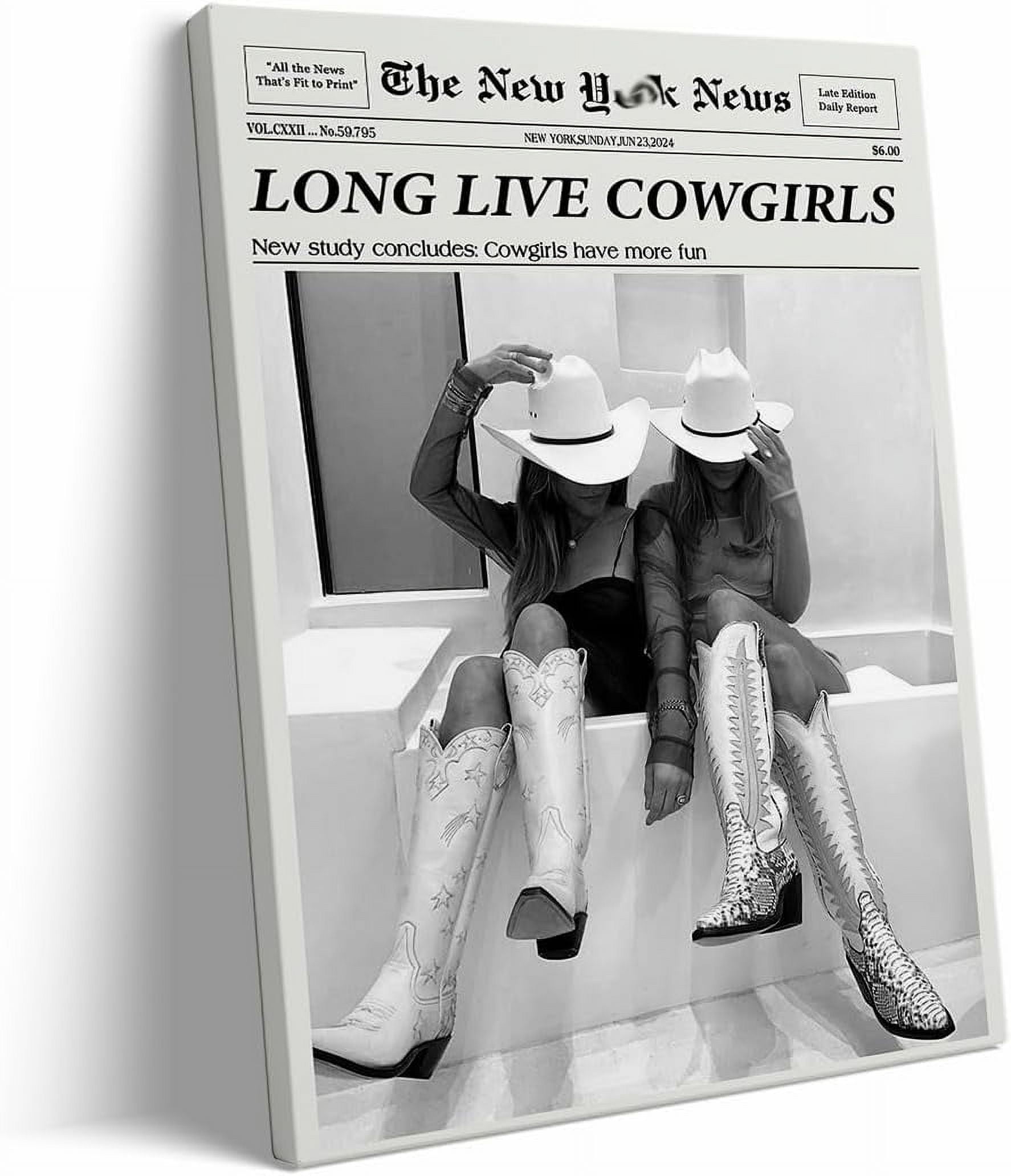 dashuaibi-Coastal Cowgirl Wall Art Newspaper Print Wall Art - Western ...