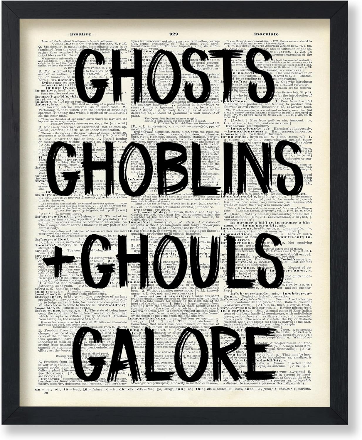 dashuaibi-Dictionary Art Poster - Ghosts Ghoblins Ghouls Galore Print ...