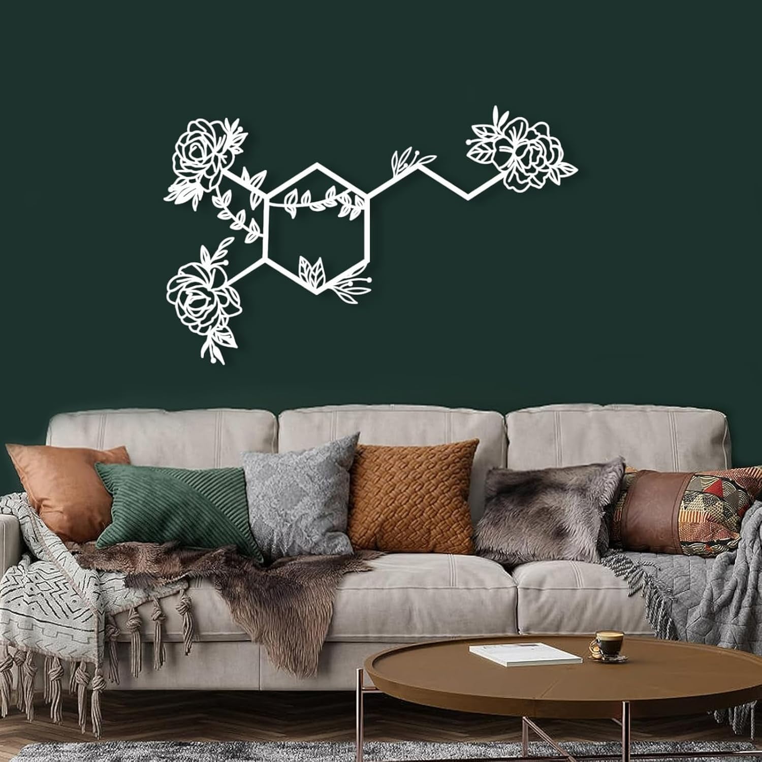 dashuaibi-Dopamine Molecule Metal Wall Art, Dopamine Happiness Symbol ...