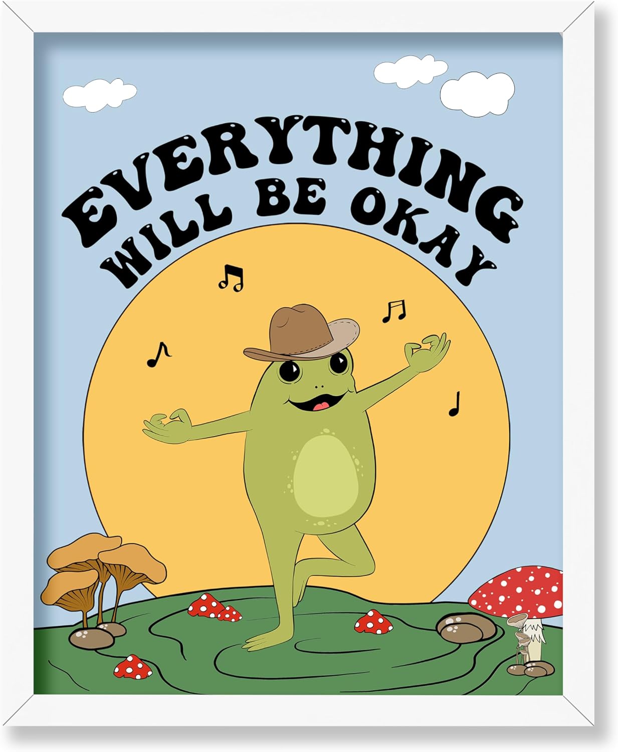 dashuaibi-Everything Will Be Okay Poster - Retro Dancing Frogs Print ...