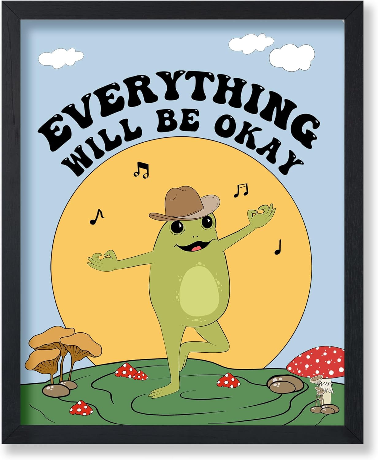 dashuaibi-Everything Will Be Okay Poster - Retro Dancing Frogs Print ...