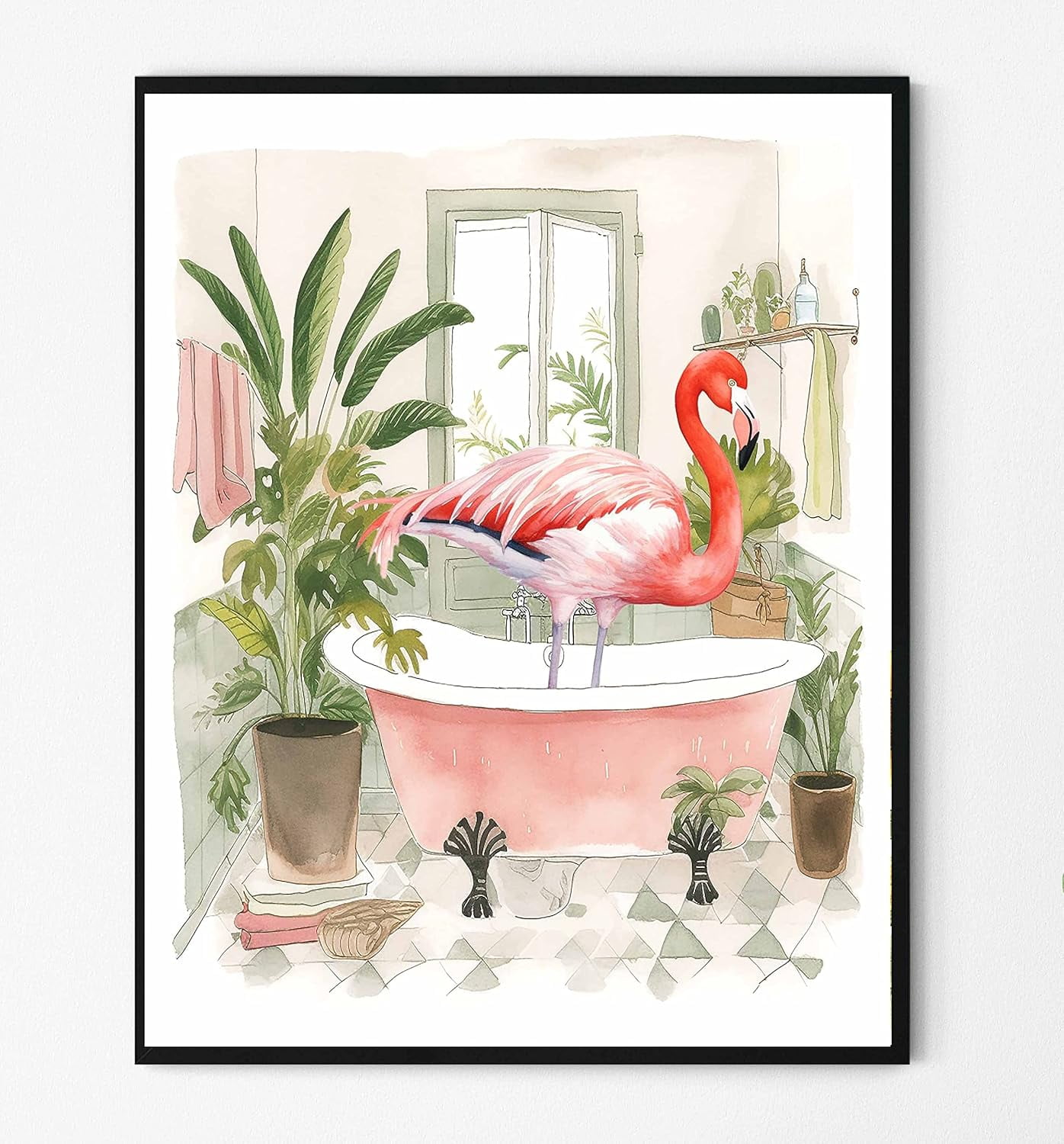 dashuaibi-Flamingo Wall Art in Bathtub, Flamingo In Bathroom Picture ...