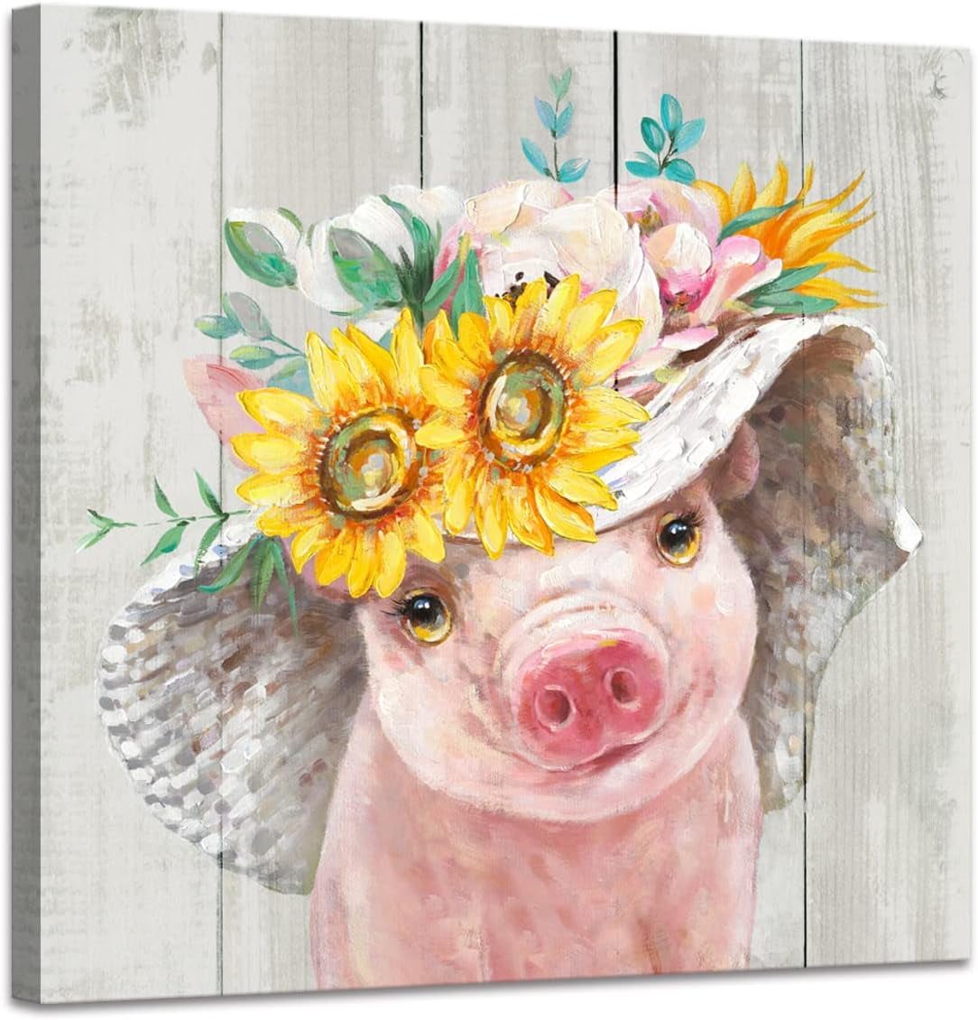 dashuaibi-Funny pig Canvas Wall Art Print Funny pig Painting Poster ...