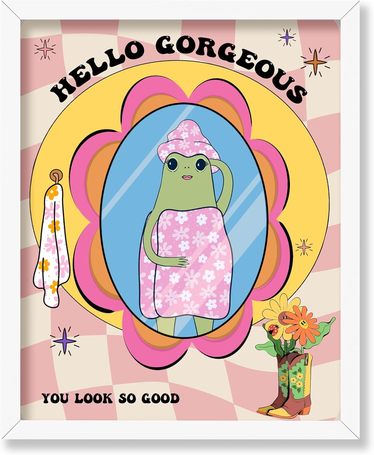 dashuaibi-Hello Gorgeous Poster - Retro Girly Frog Print - Positive ...