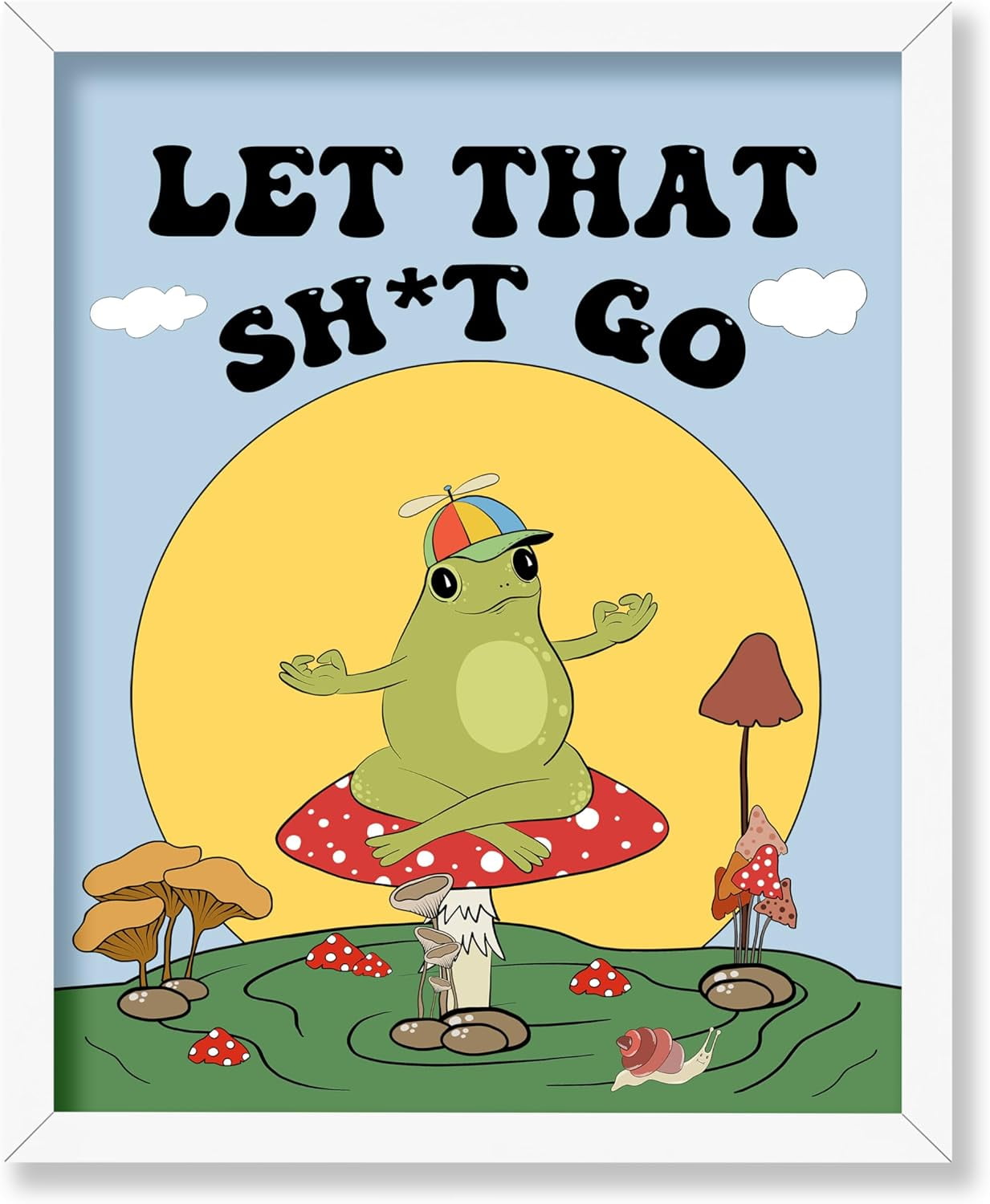 dashuaibi-Let That Shit Go Poster - Retro Frog Print - Mushroom Art ...