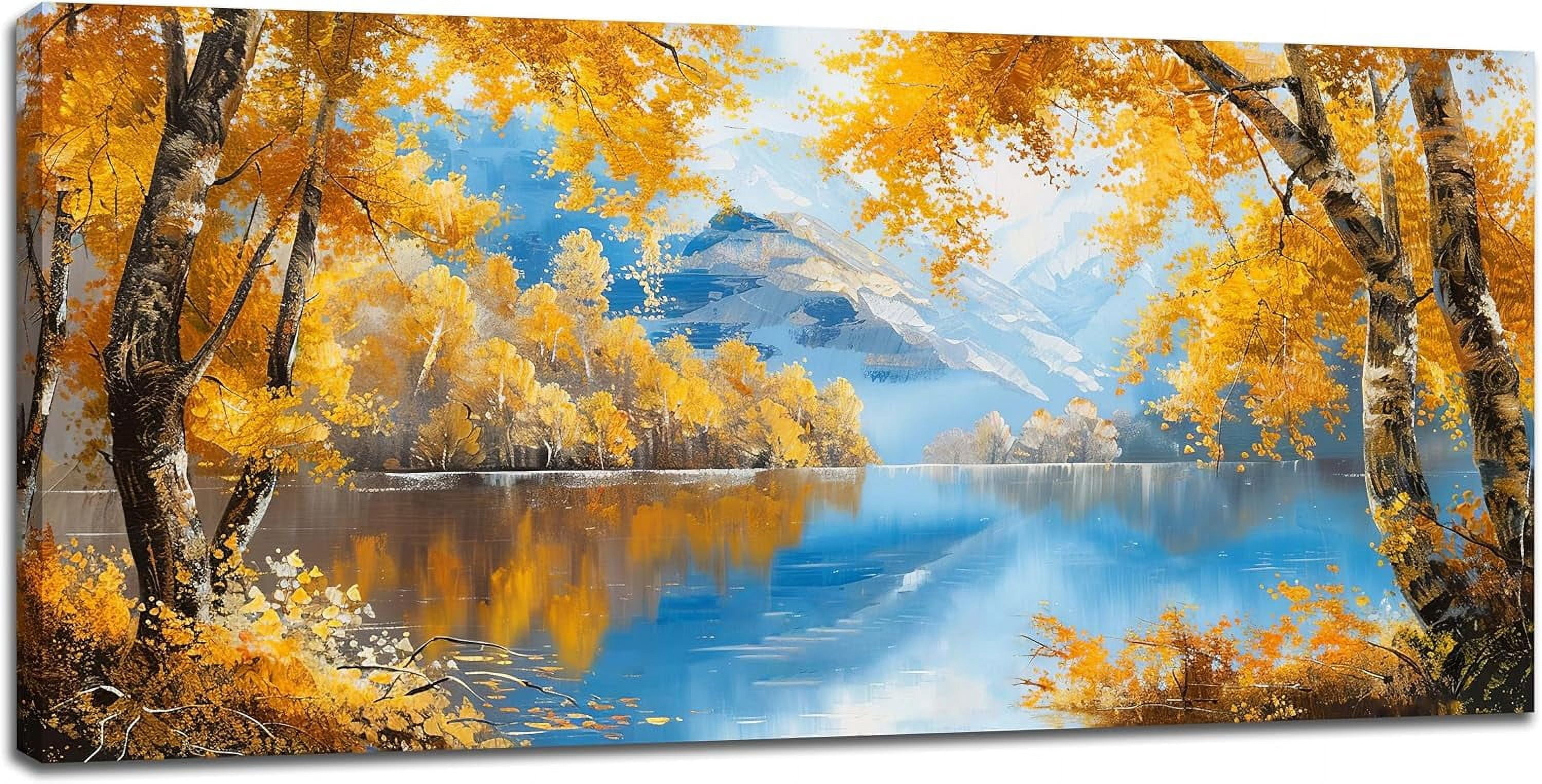 dashuaibi-Mountain Lake Large Canvas Wall Art Fall Yellow Forest ...