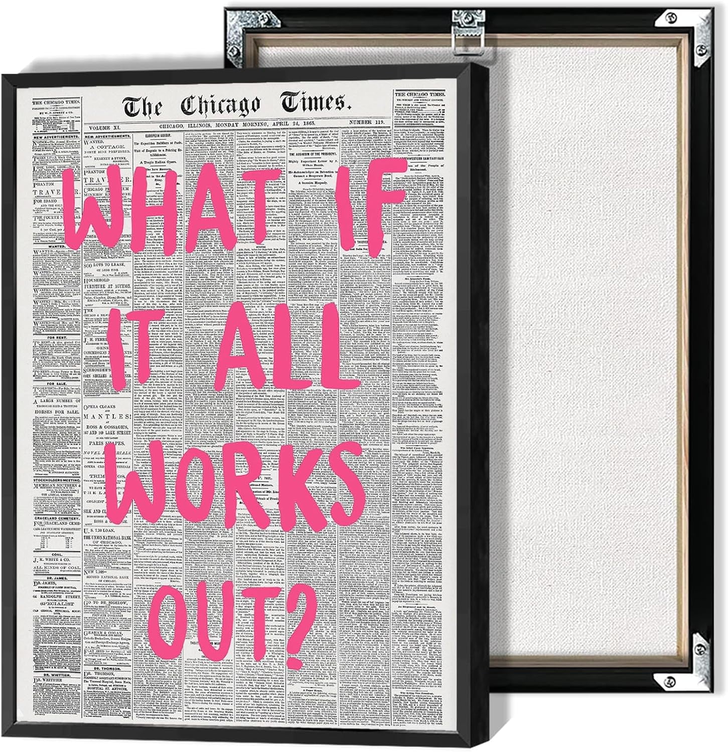 dashuaibi-Retro Trendy Newspaper Canvas Wall Art What If All Works Out ...