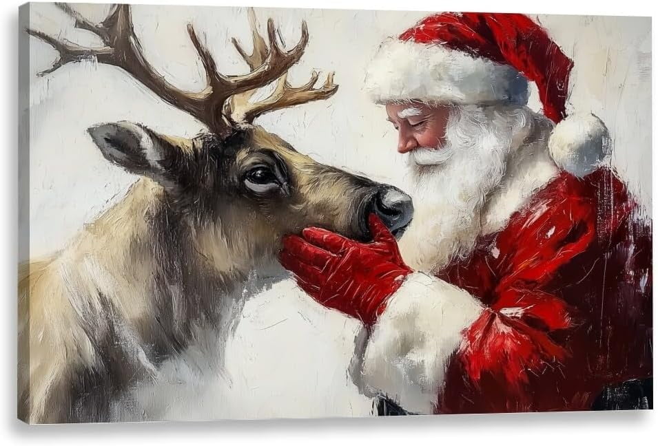 dashuaibi-Santa Claus with Reindeer Canvas Posters,Christmas Elk Deer ...