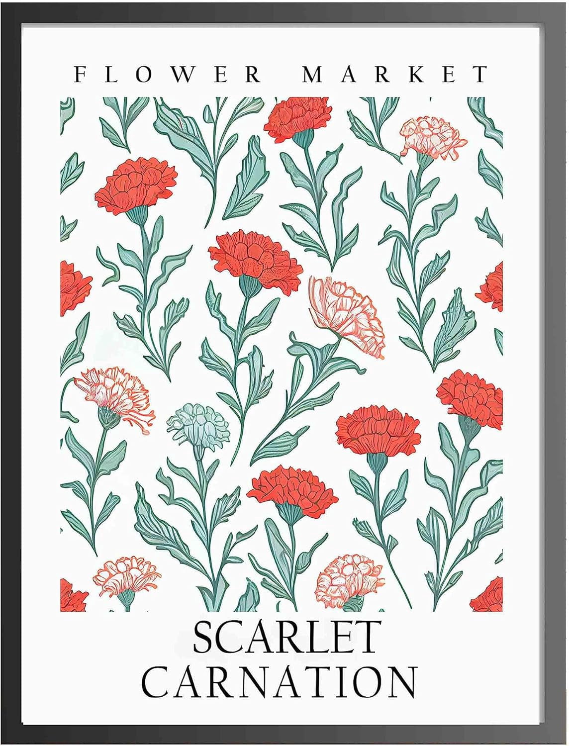 dashuaibi-Scarlet Carnation Art Print, Flower Market Poster Wall art ...